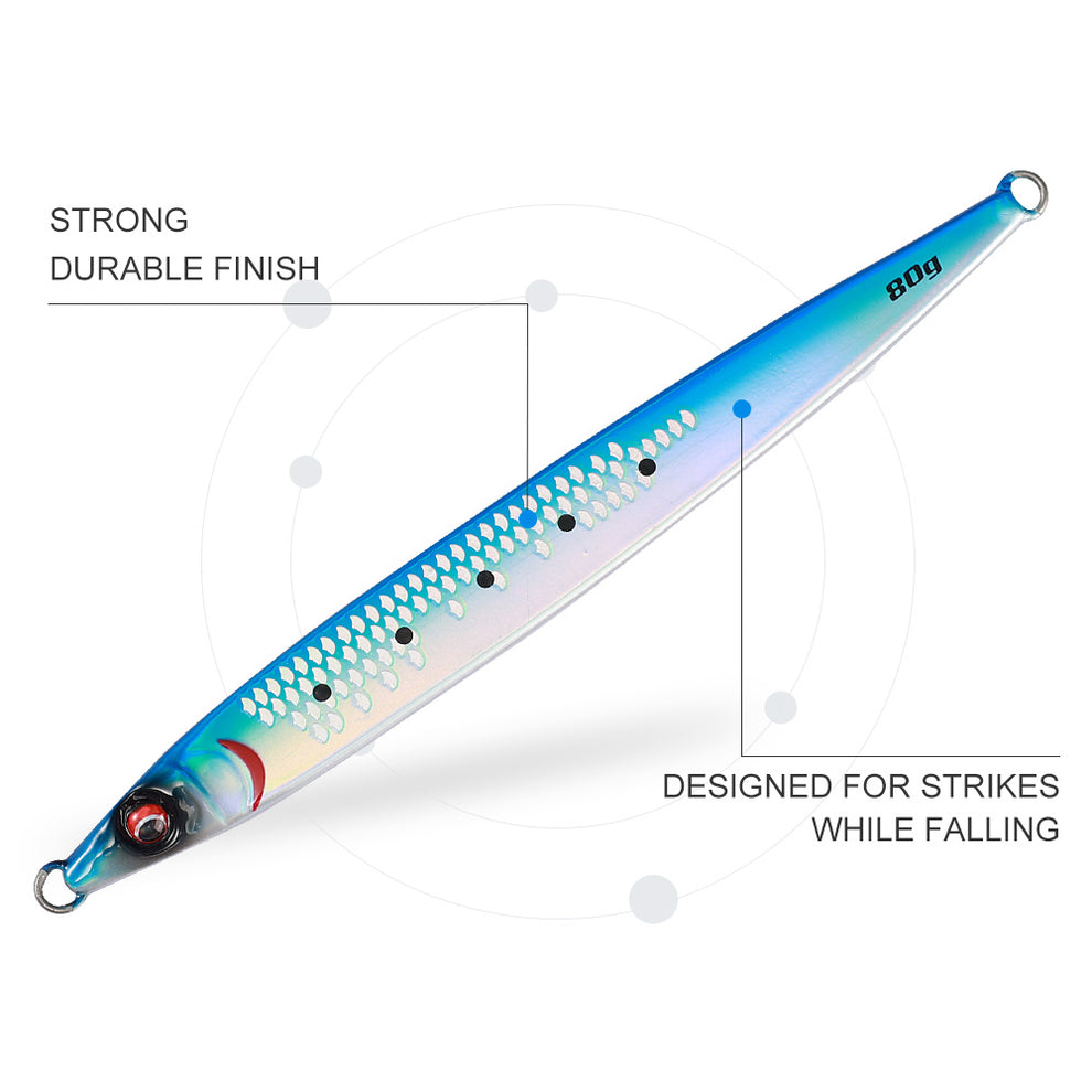 JIGGINGPRO Sardine Slider 40g 60g 80g 100g Jigging Lure Saltwater Meta ...